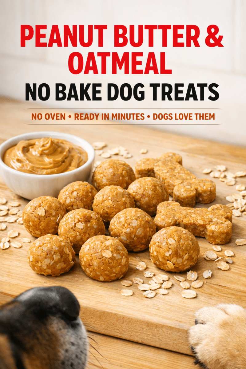 Peanut Butter & Oatmeal No Bake Dog Treats